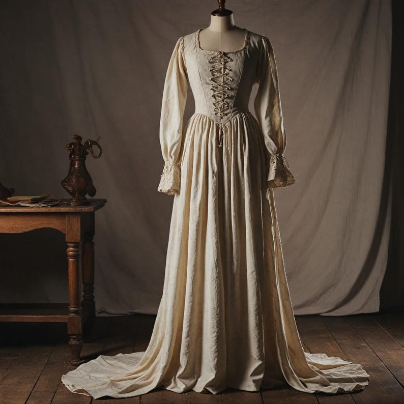 Medieval Lace-up Gown PDF Sewing Pattern Full-length Renaissance Dress ...