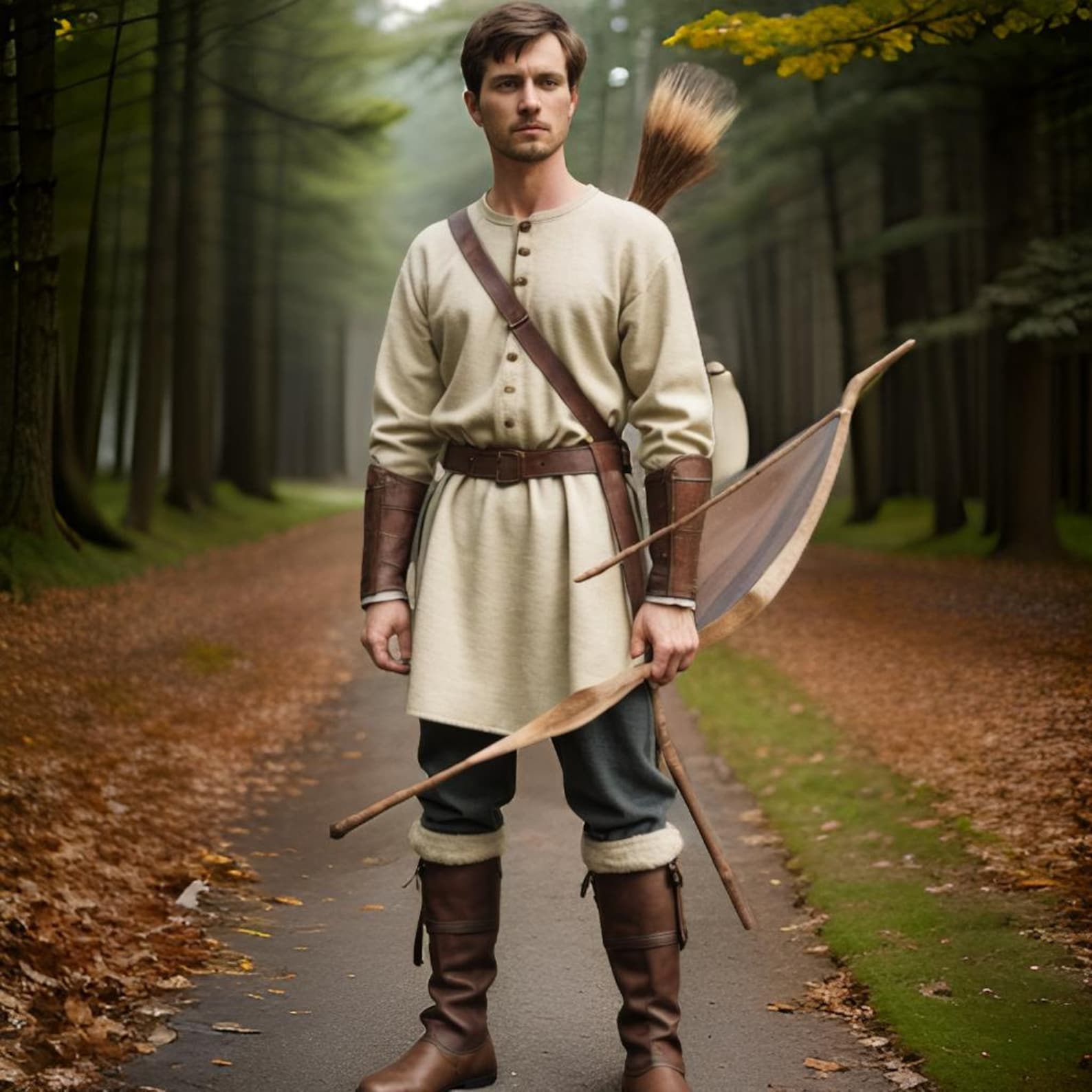 Men's Medieval Archer Costume | Traditional Linen Battle Tunic ...