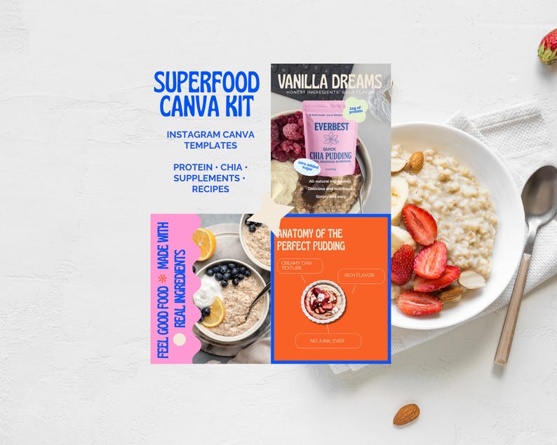 Superfood and Nutrition Instagram Templates – Canva Social Media Pack ...