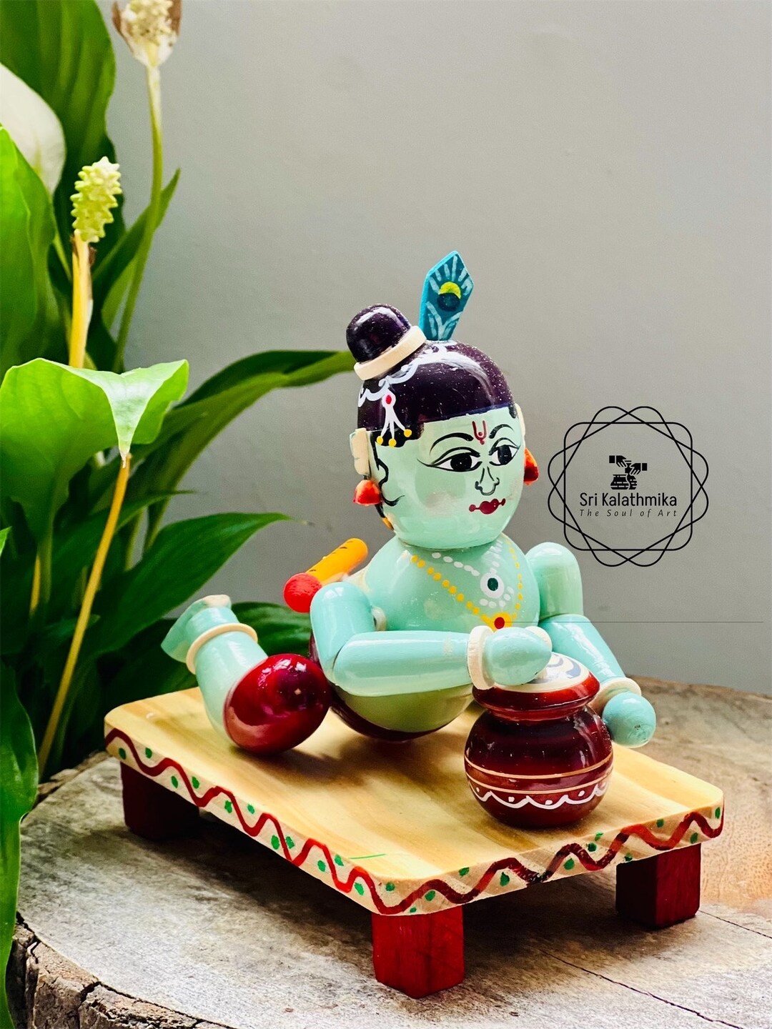 Divine Delight: Baby Krishna Eating Butter Perfect for Home Decor, Golu ...