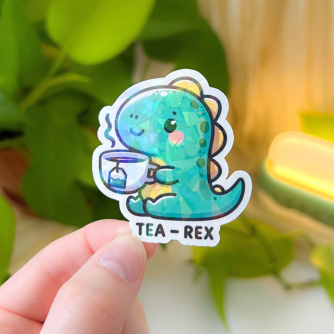 Tea Rex Sticker for Tea Lovers, Sticker for Laptop, for Water Bottle ...