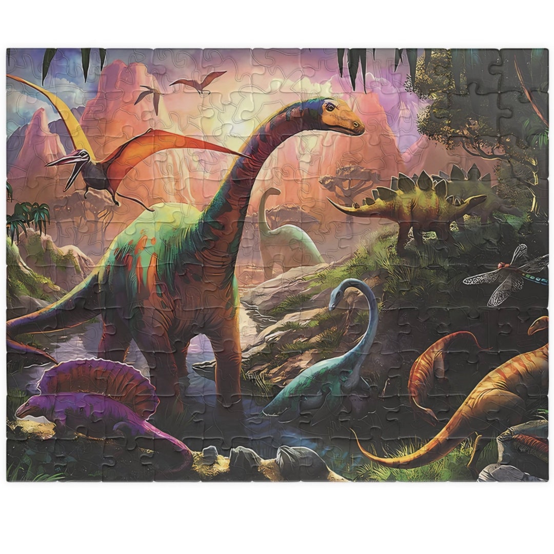 Jurassic Jungle Puzzle: Dinosaur Group Painting by Apexcrafts Fantasy ...