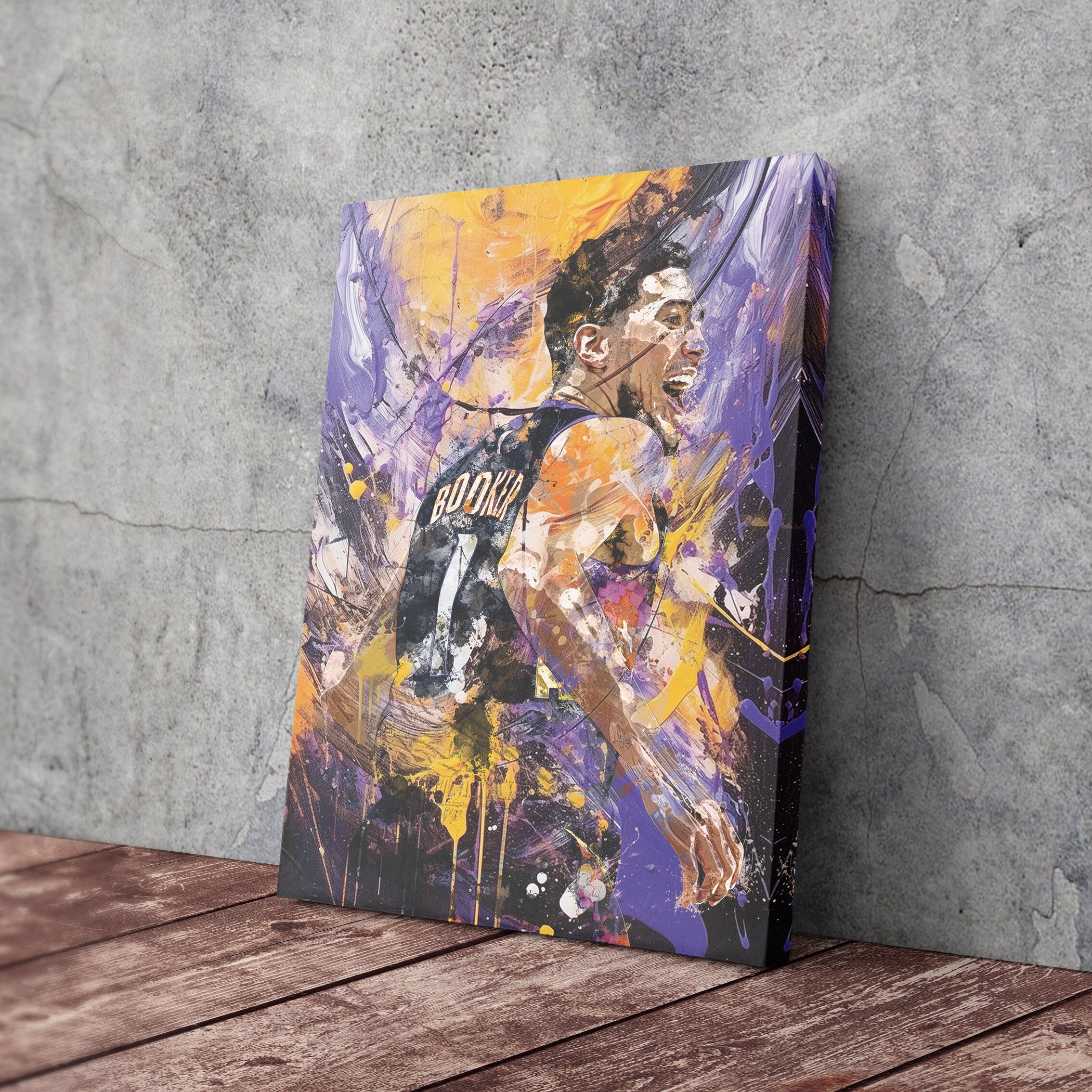 Devin Booker Poster Phoenix Suns NBA Abstract Painting Canvas Wall Art ...