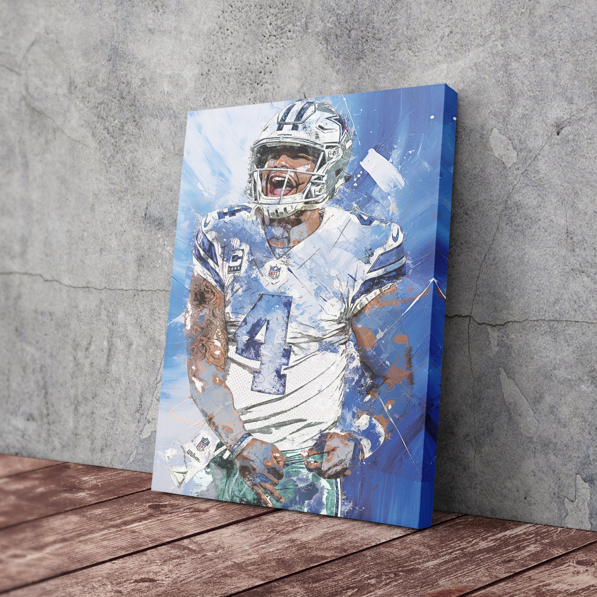 Dak Prescott Poster Dallas Cowboys NFL Abstract Painting Canvas Wall ...