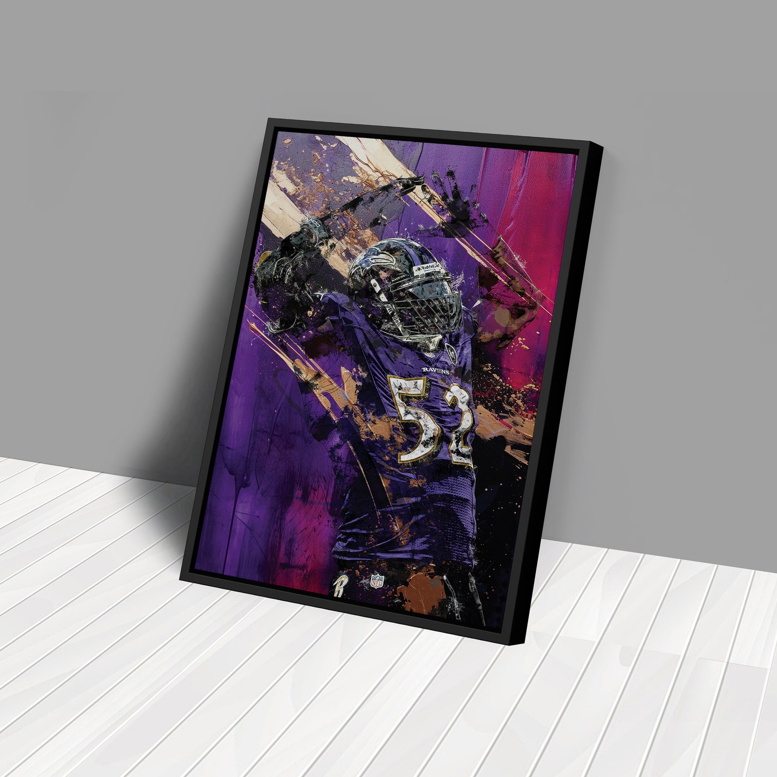 Ray Lewis Poster Baltimore Ravens NFL Abstract Painting Canvas Wall Art ...
