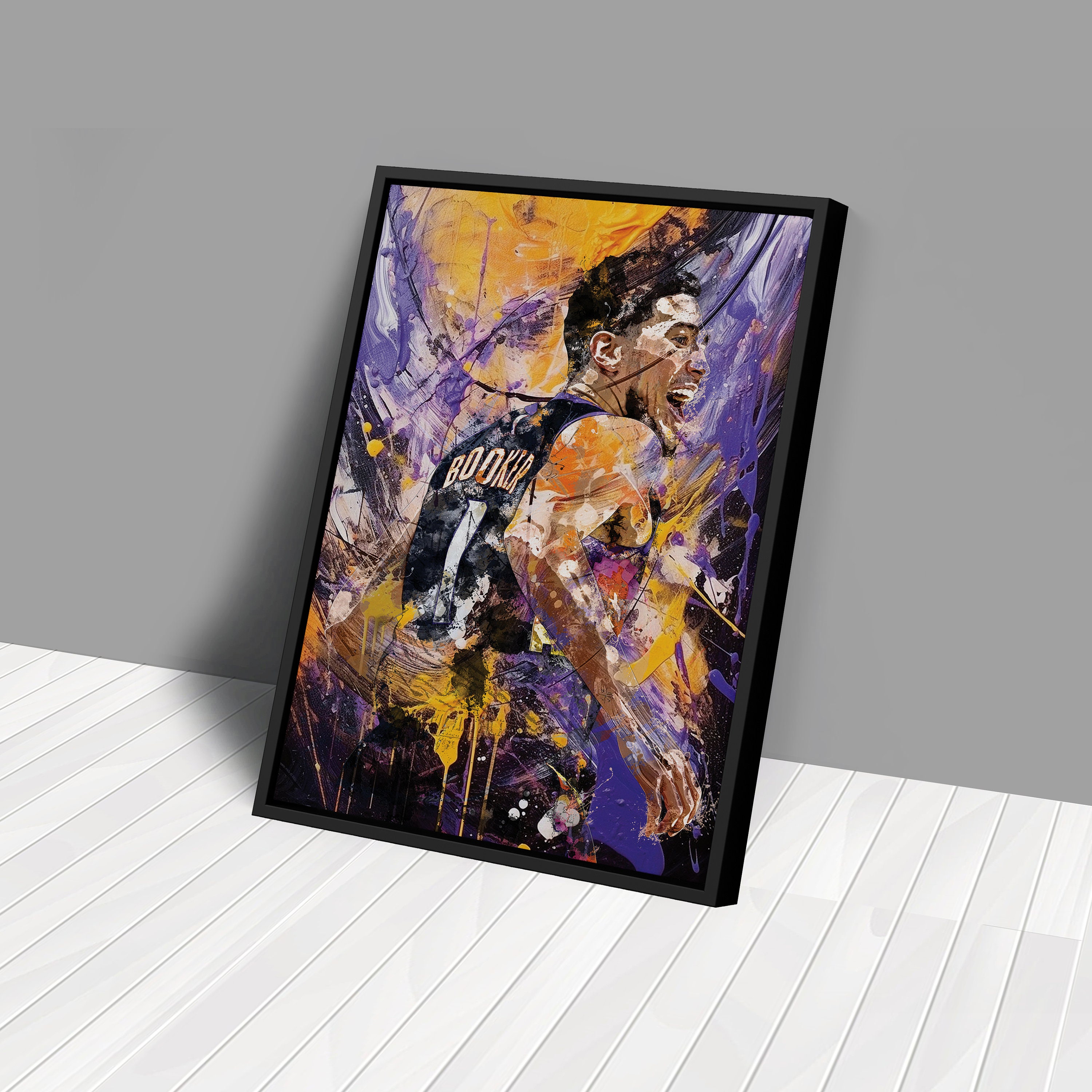 Devin Booker Poster Phoenix Suns NBA Abstract Painting Canvas Wall Art ...