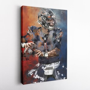 Justin Fields Poster Chicago Bears NFL Abstract Painting Canvas Wall ...