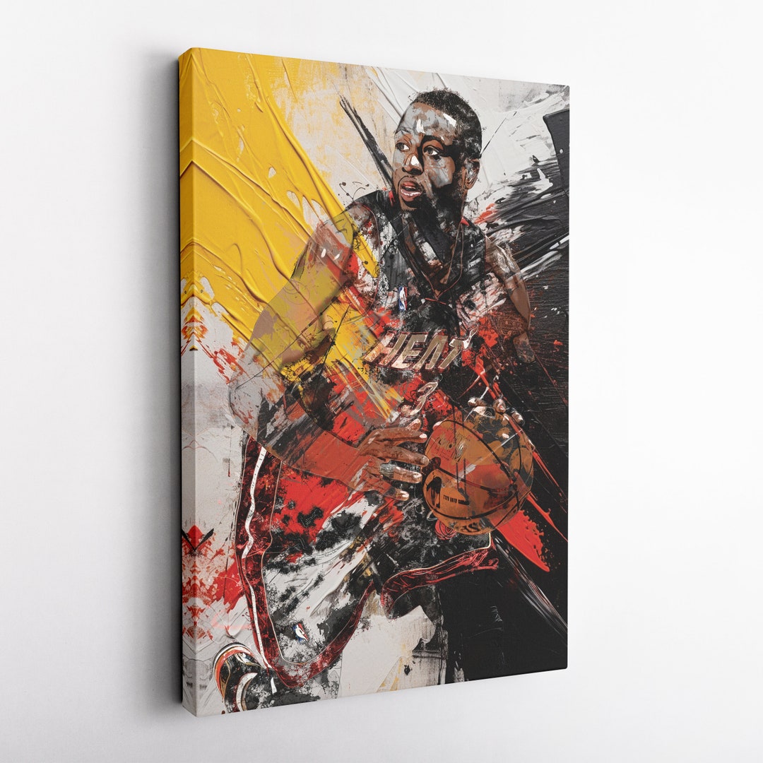 Dwyane Wade Poster Miami Heat NBA Abstract Painting Canvas Wall Art ...