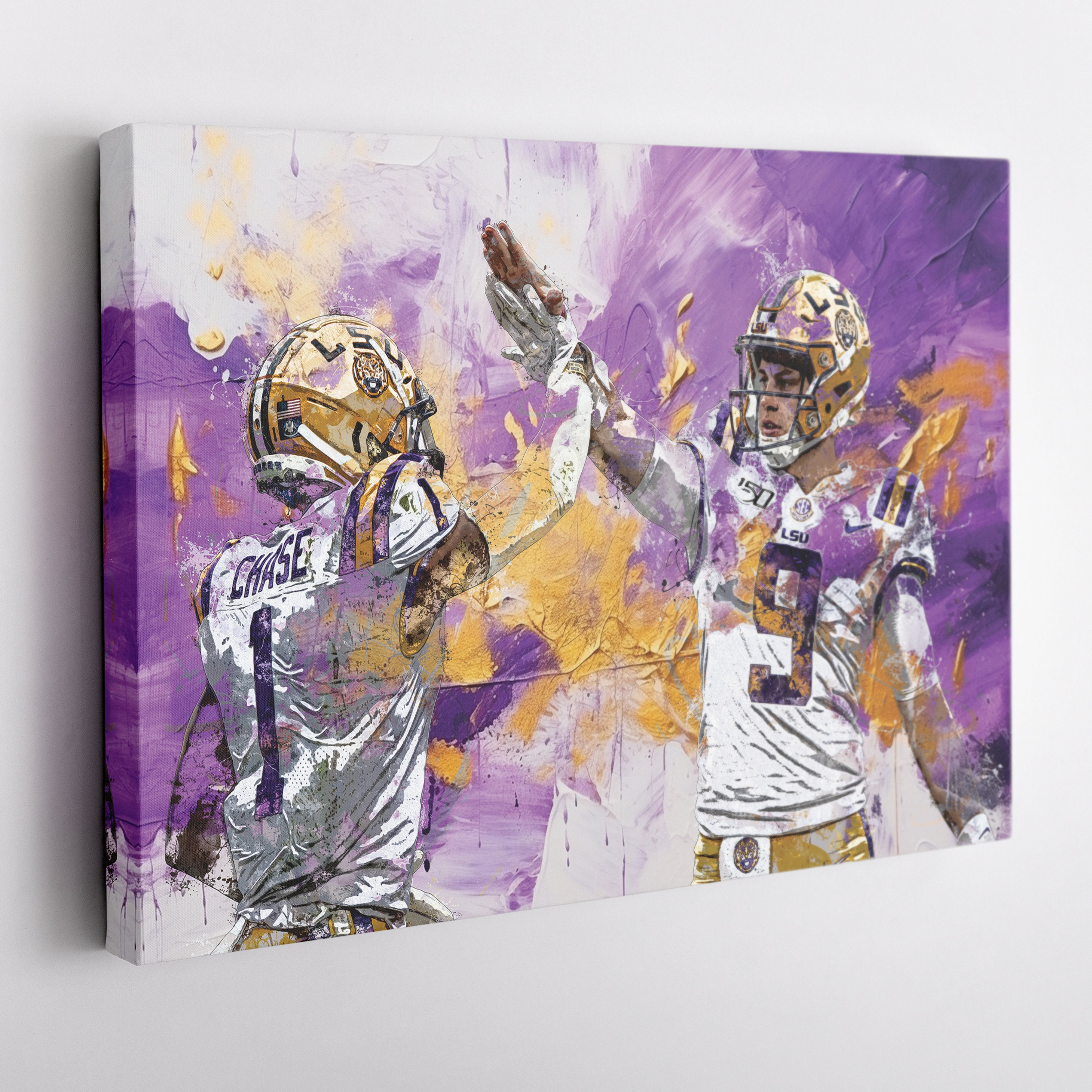 Joe Burrow Ja'marr Chase Poster LSU Abstract Painting Canvas Wall Art ...