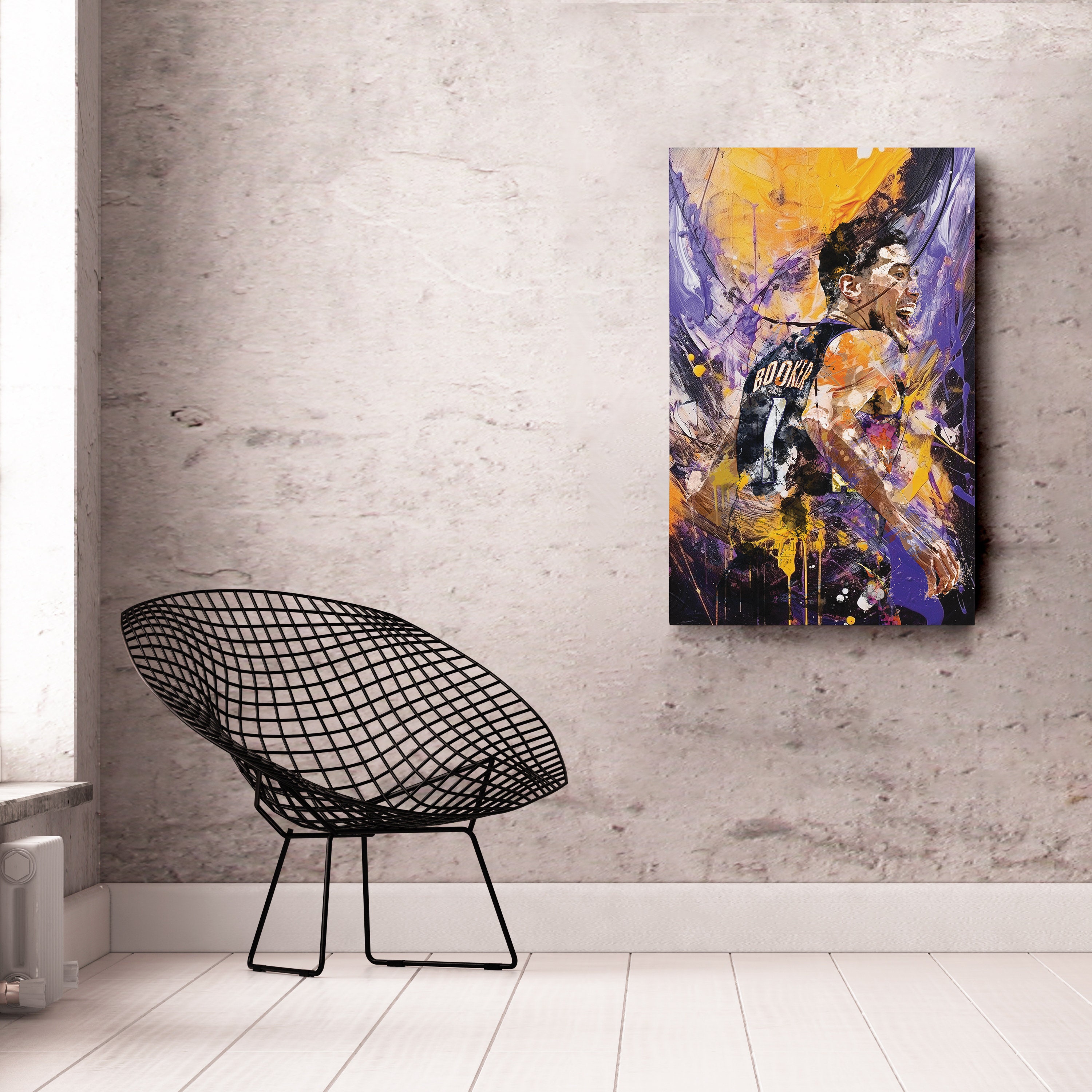 Devin Booker Poster Phoenix Suns NBA Abstract Painting Canvas Wall Art ...