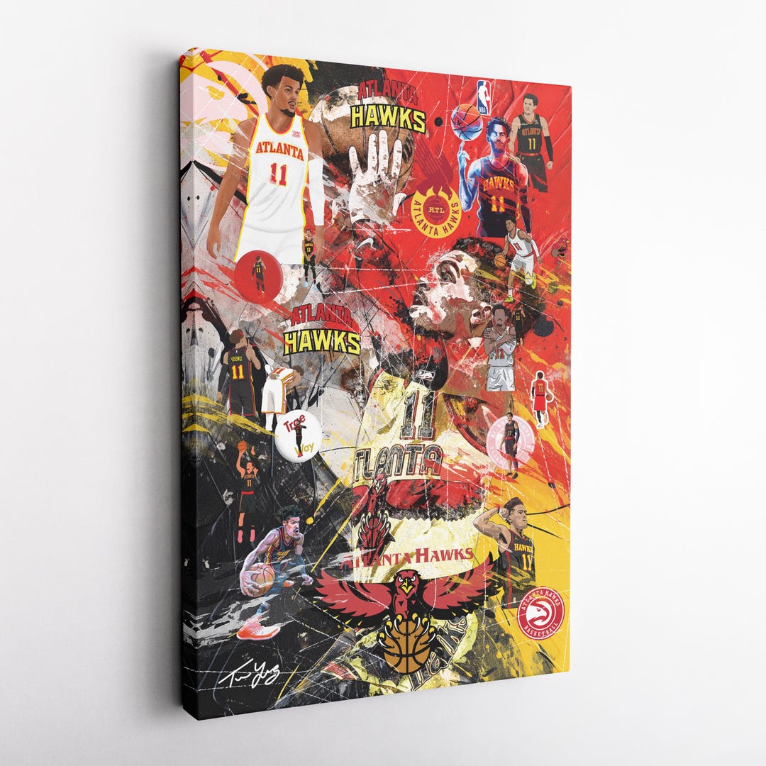 Trae Young Atlanta Hawks NBA Poster - Abstract Canvas Wall Art for Home ...