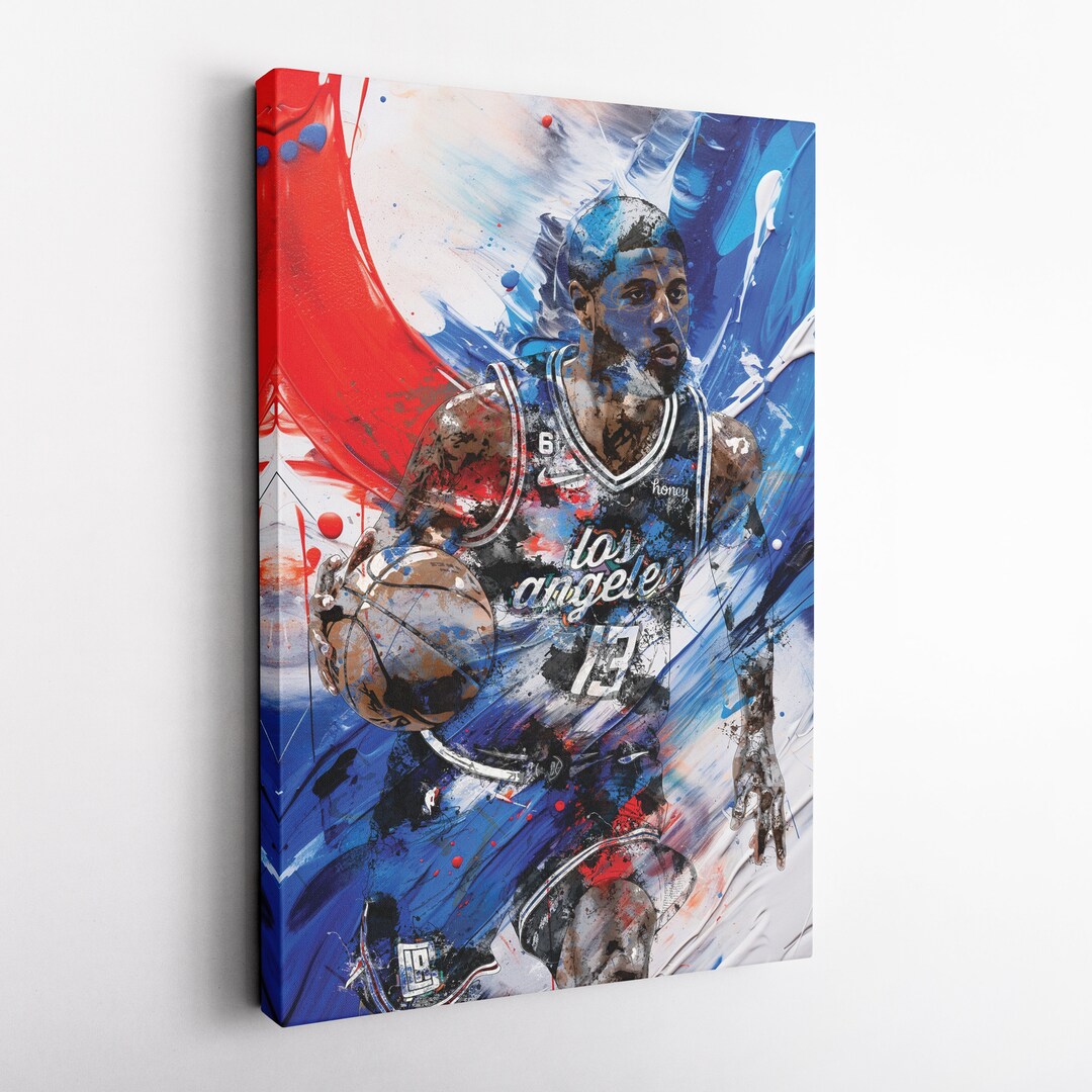 Paul George Poster Los Angeles Clippers NBA Abstract Painting Canvas ...