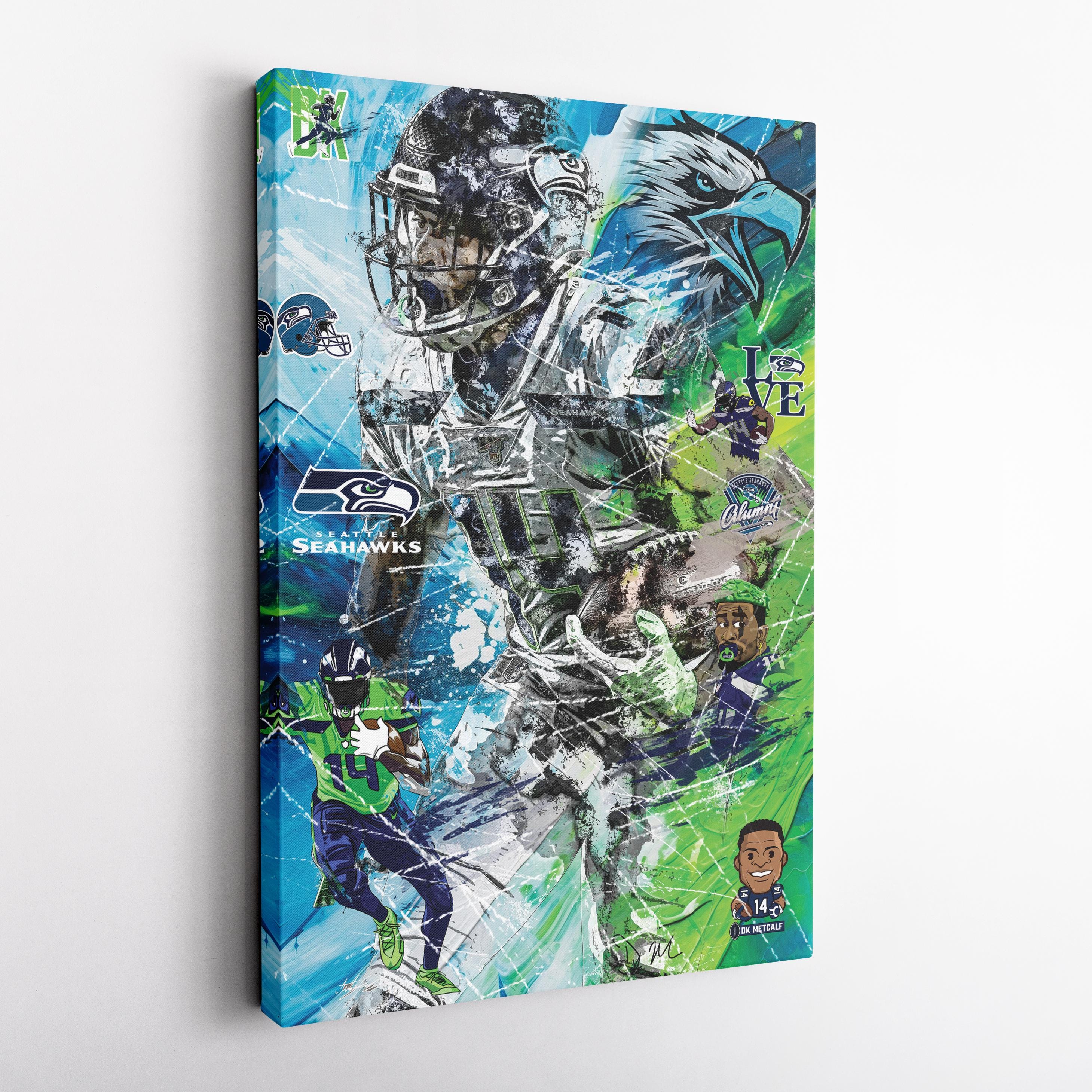 DK Metcalf Poster Seattle Seahawks NFL Abstract Painting Canvas Wall ...