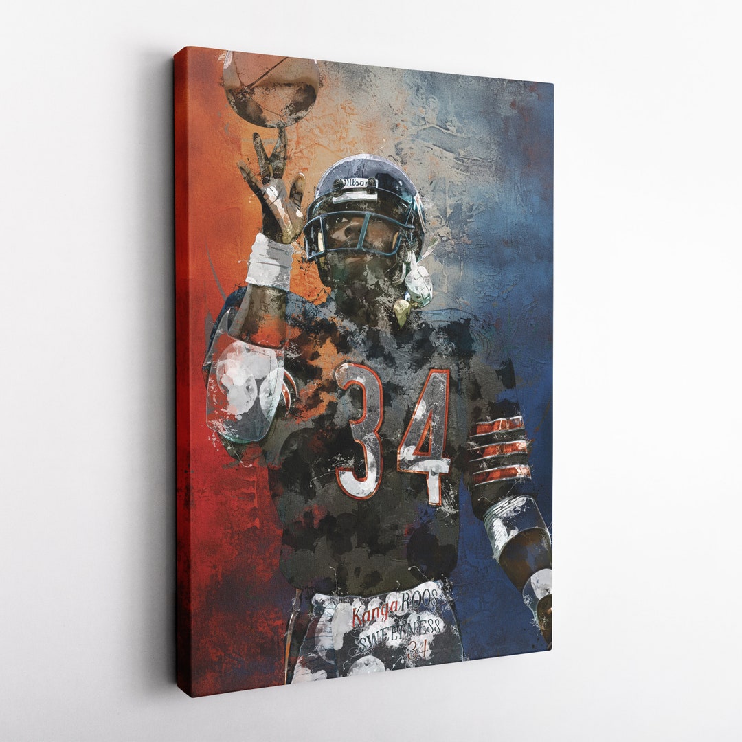 Walter Payton Poster Chicago Bears NFL Abstract Painting Canvas Wall ...