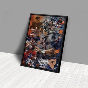 Justin Fields Poster Chicago Bears NFL Abstract Painting Canvas Wall ...