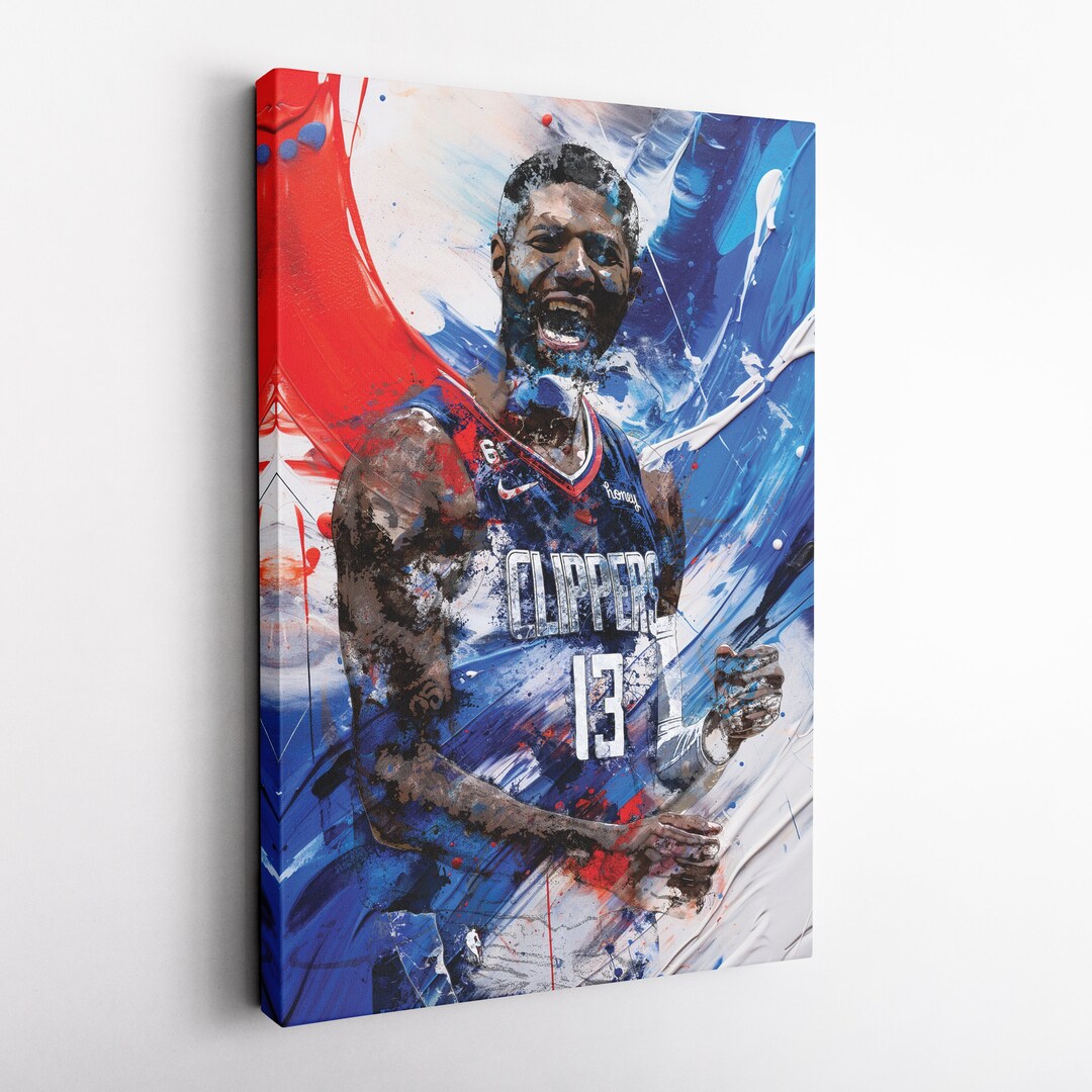 Paul George Los Angeles Clippers NBA Poster Abstract Canvas Wall Art ...