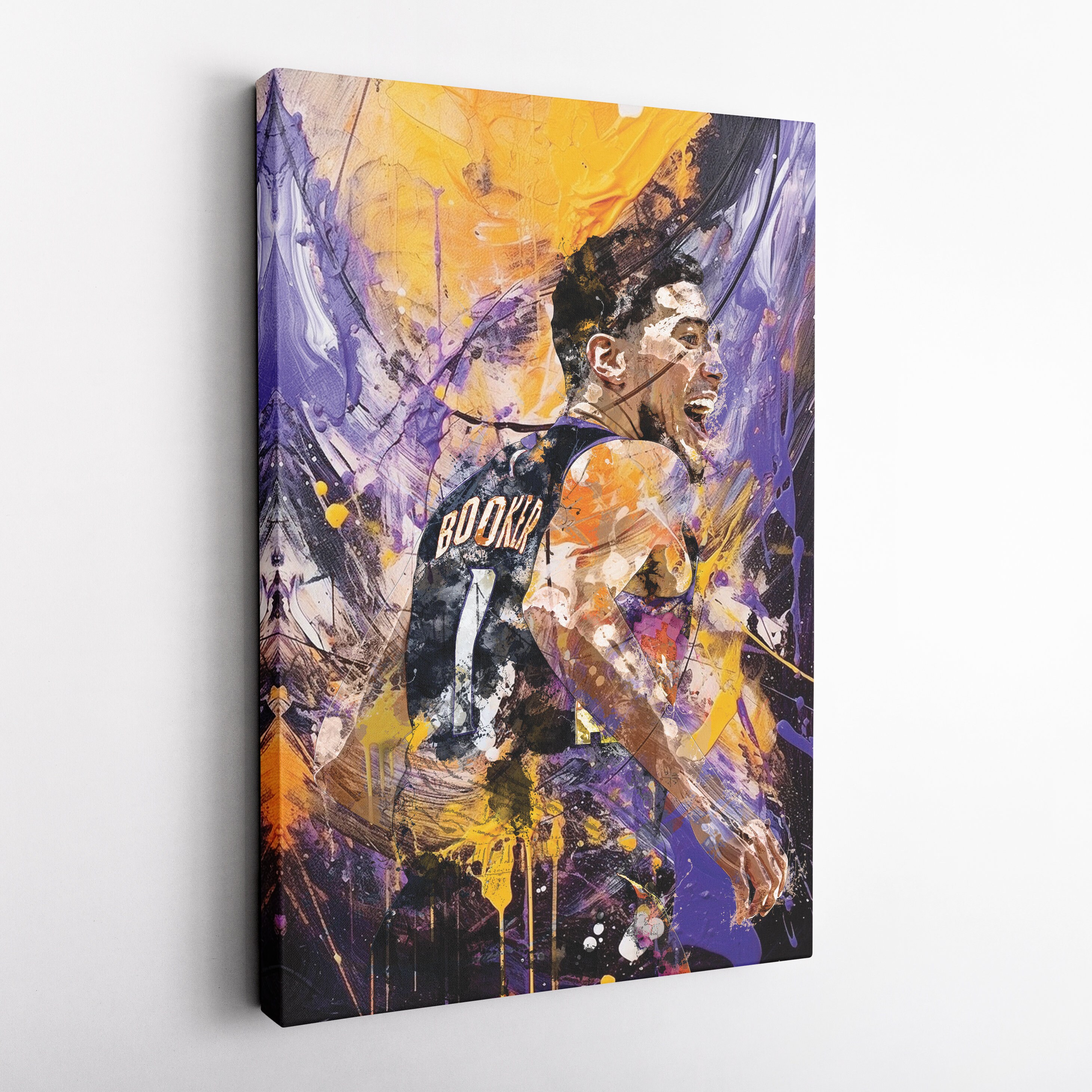 Devin Booker Poster Phoenix Suns NBA Abstract Painting Canvas Wall Art ...