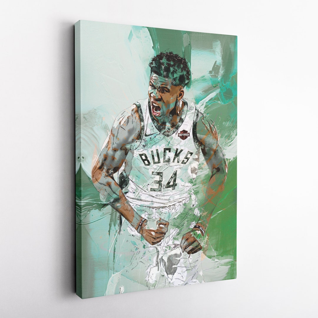 Giannis Antetokounmpo Milwaukee Bucks NBA Poster Abstract Canvas Wall ...