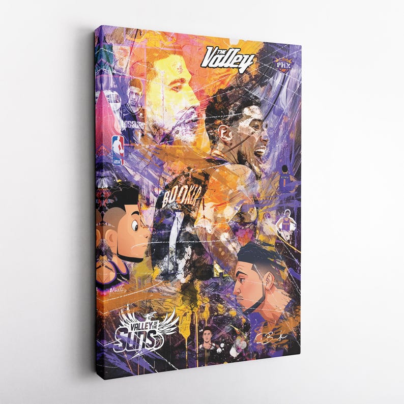 Devin Booker Poster Phoenix Suns NBA Abstract Painting Canvas Wall Art ...