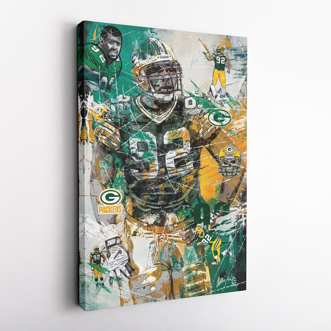 Reggie White Poster Green Bay Packers NFL Abstract Painting Canvas Wall ...