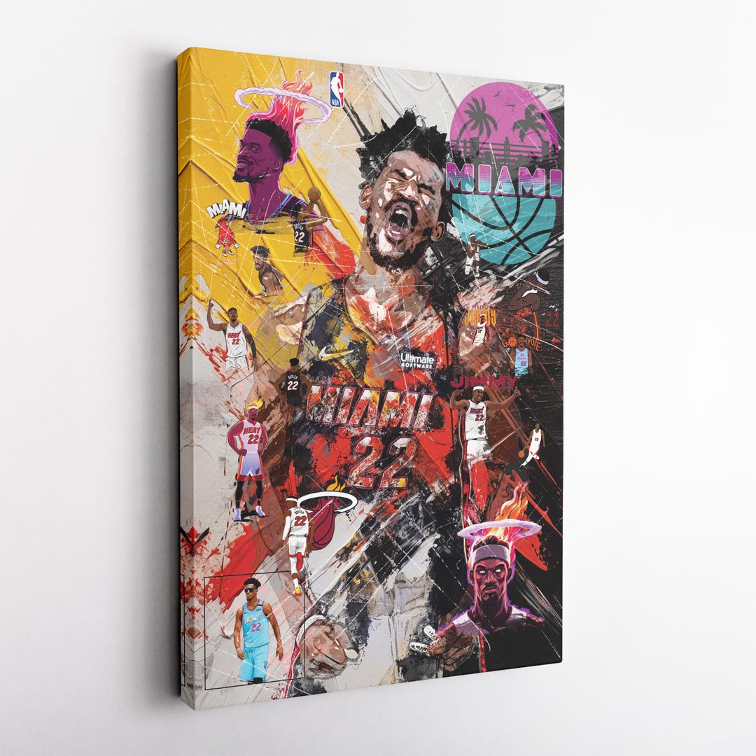 Jimmy Butler Poster Miami Heat NBA Abstract Painting Canvas Wall Art ...