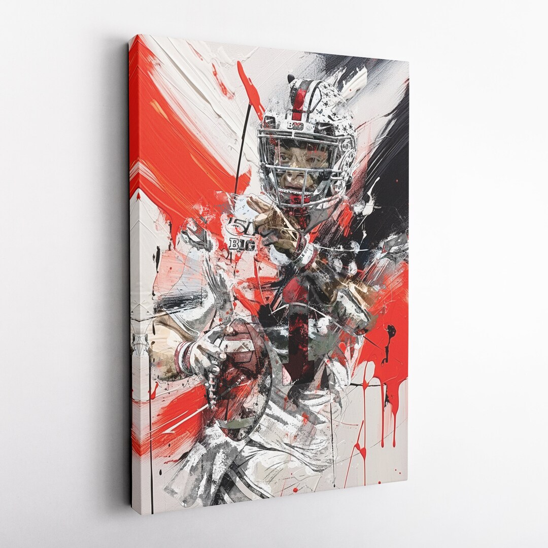 Justin Fields Poster Ohio State Buckeyes NFL Abstract Painting Canvas ...