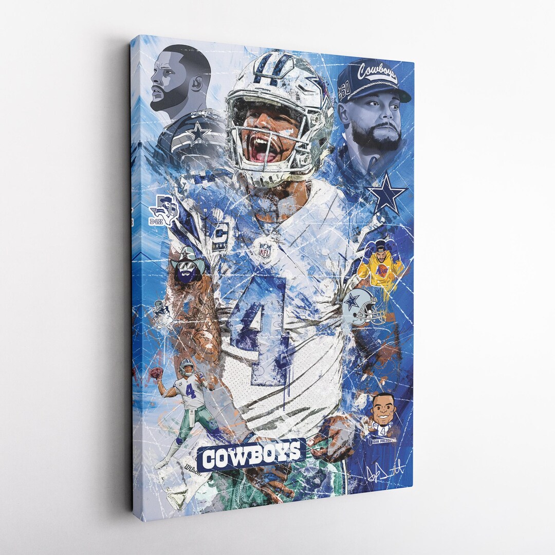 Dak Prescott Poster Dallas Cowboys NFL Abstract Painting Canvas Wall ...