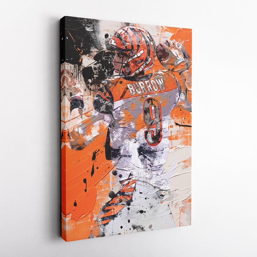 Joe Burrow Poster Cincinnati Bengals NFL Abstract Painting Canvas Wall ...