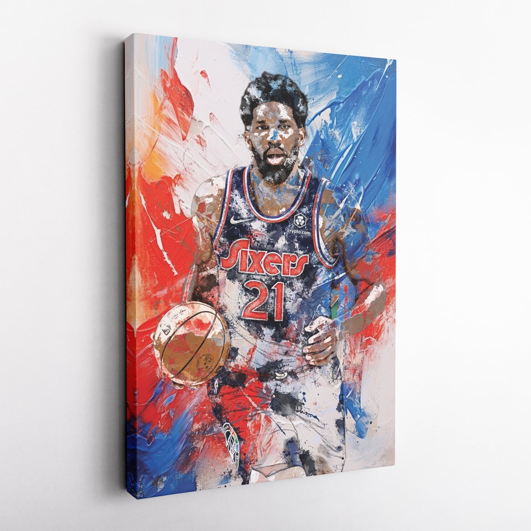 Joel Embiid Philadelphia 76ers NBA Poster Abstract Canvas Wall Art for ...