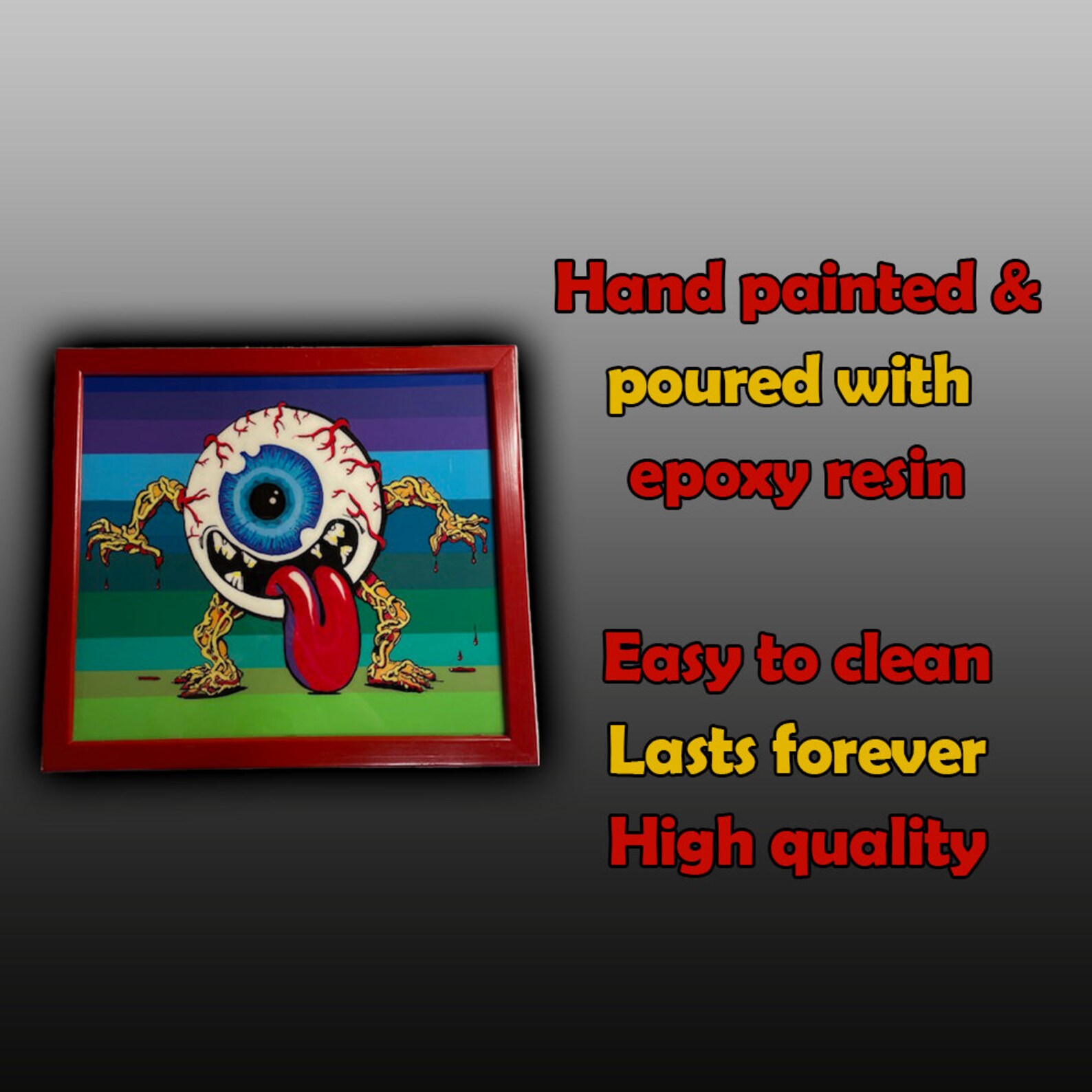 Eyeball Art Wood Frame Sign, Creepy Painting, Halloween Decor, Man Cave ...