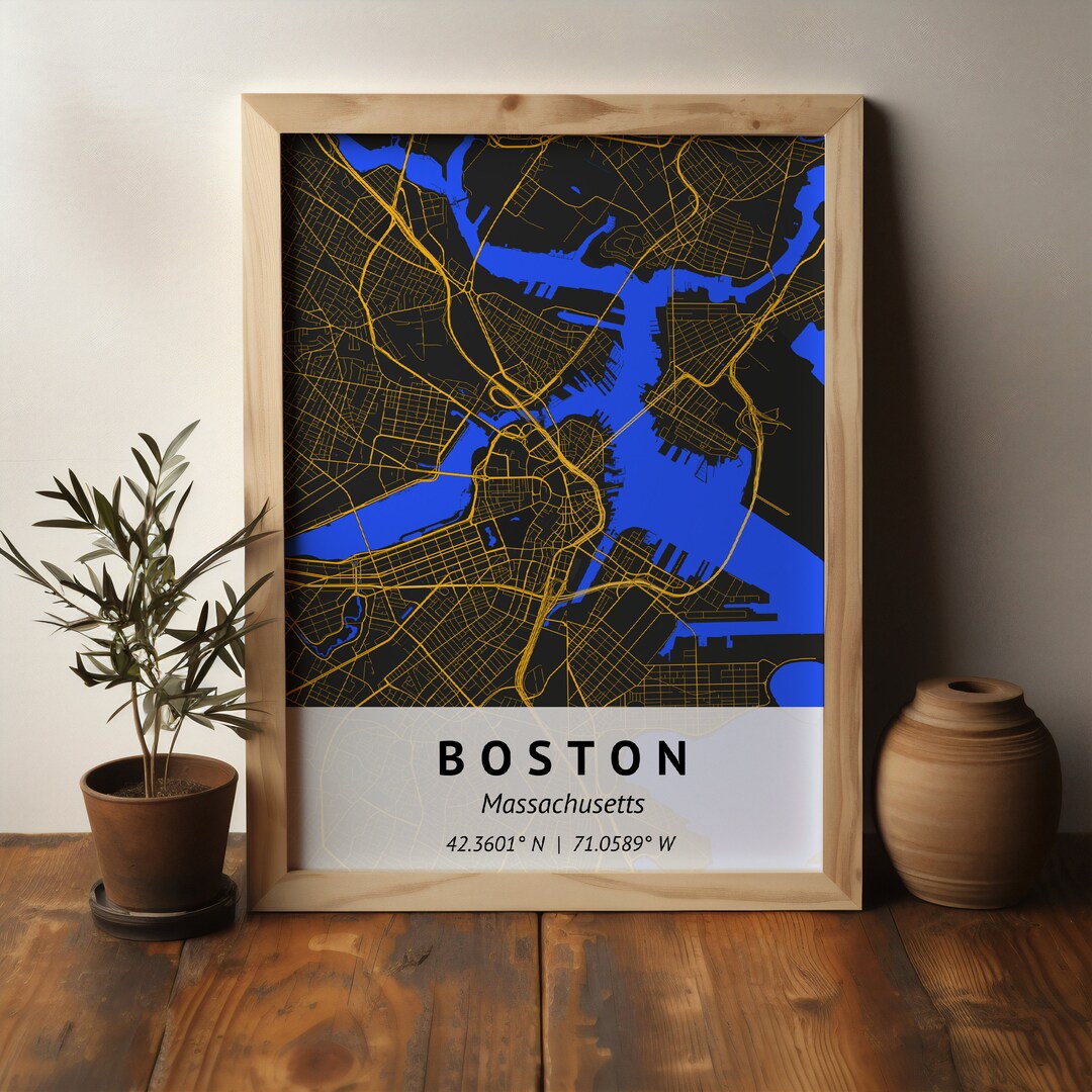 Custom City Map Map Print Boston Massachusetts boston Map Print ...