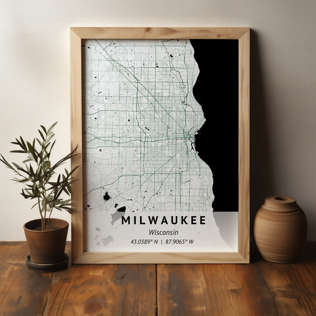Custom Map Print Milwaukee Maps City Map Milwaukee Map Prints ...