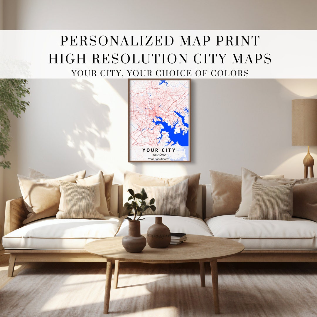 Personalized Map City Map Print Maps Custom Map Gift Anniversary ...