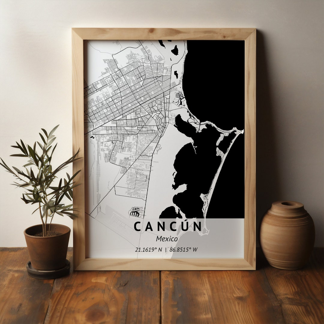 Custom City Map Map Print Cancun Mexico City Map Print Cancun Map Print ...