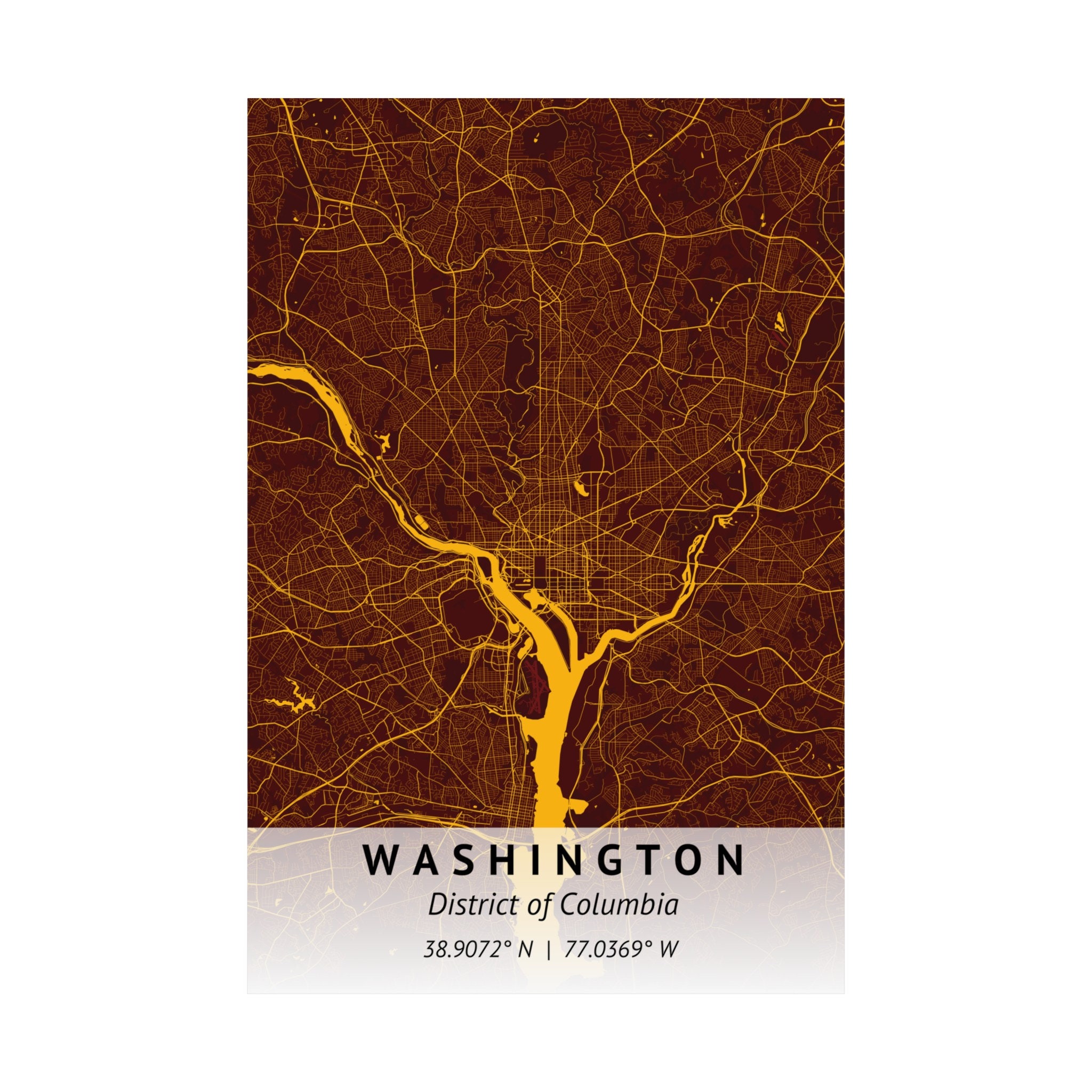 Custom City Map Washington DC Map Print City Map Print Washington DC ...