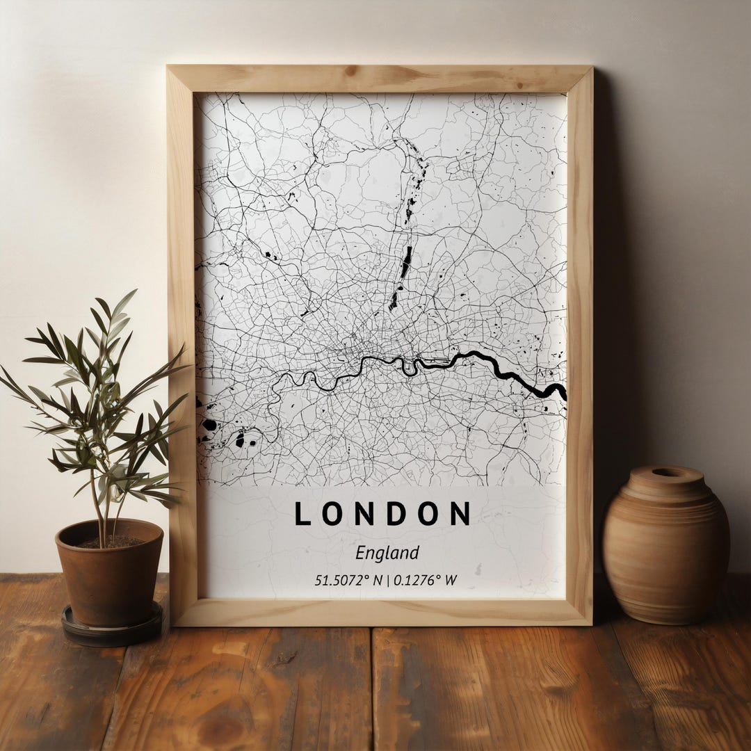 Custom Map London England | Digital Map Print London | Digital Download ...