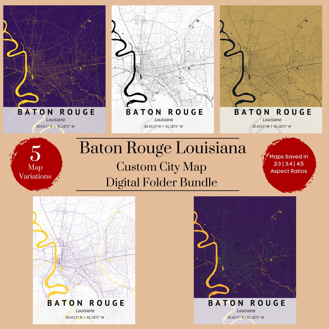 Custom City Map Baton Rouge Digital Download Folder | Map Print Digital ...