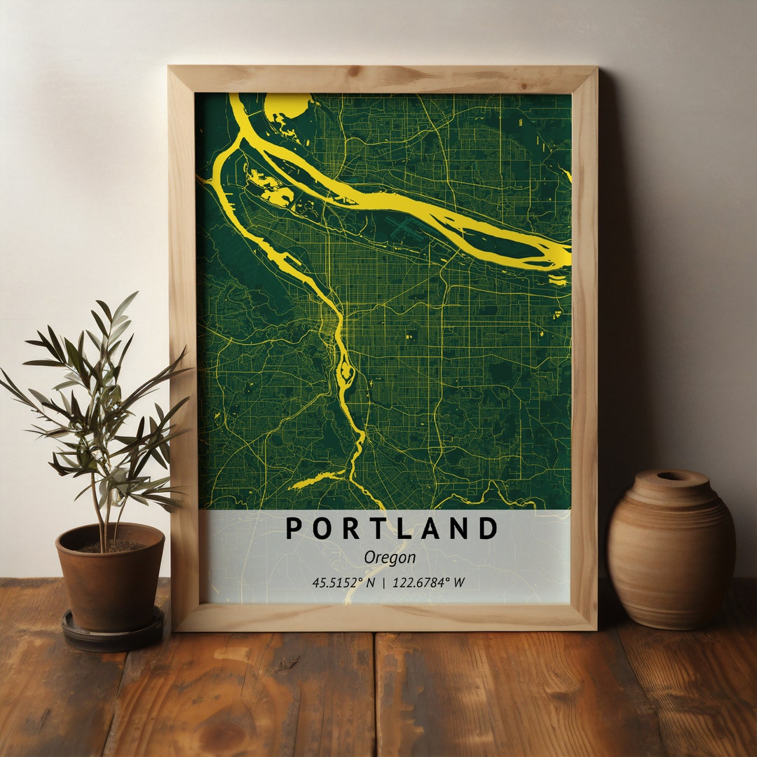 Custom City Map Map Print Portland Oregon Portland City Map Print Map ...