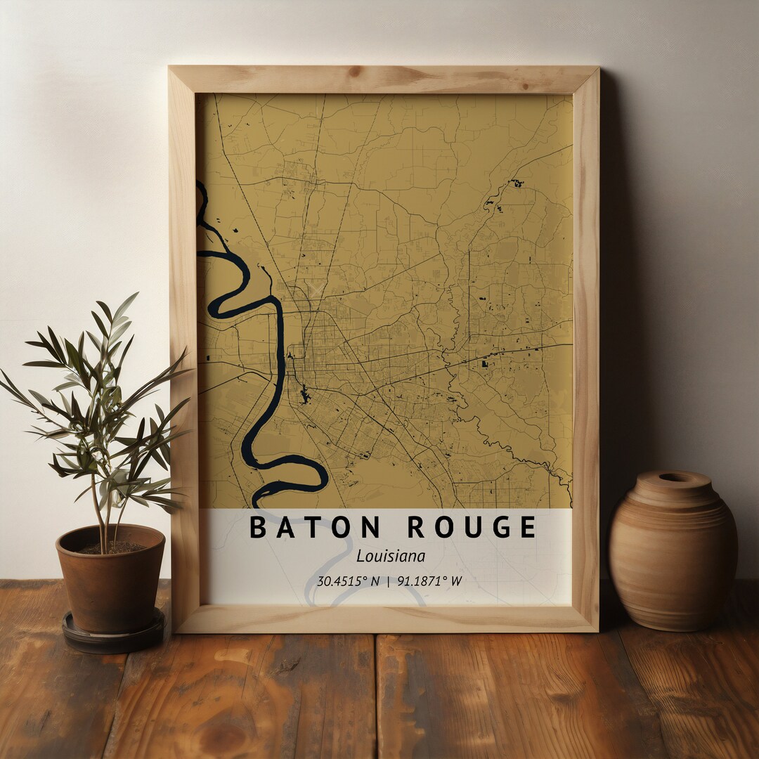 Custom City Map Map Print Baton Rouge Baton Rouge City Map Print City ...