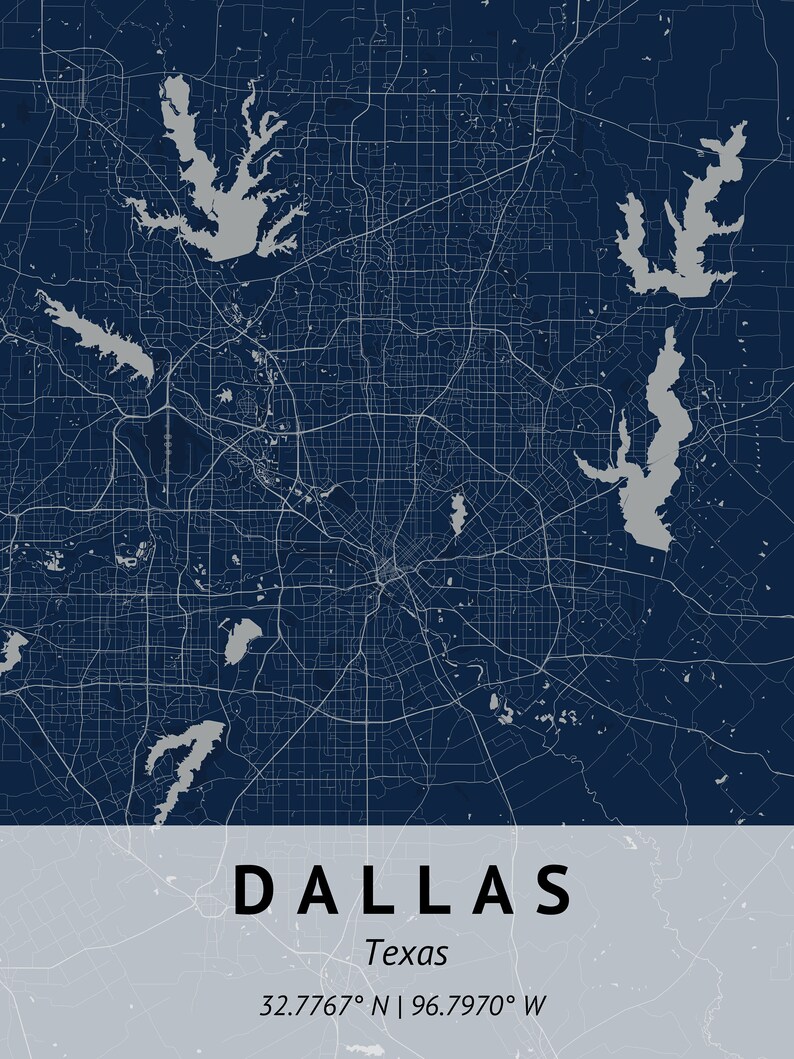Custom City Map Dallas Digital Download Folder | Map Print Digital ...