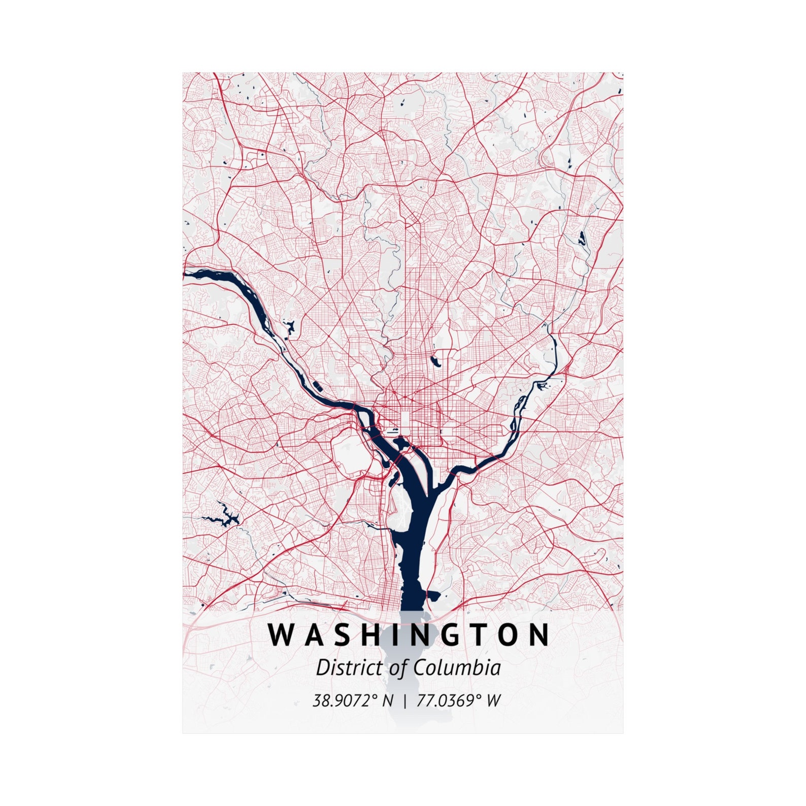 Custom City Map Washington DC Map Print City Map Print Washington DC ...