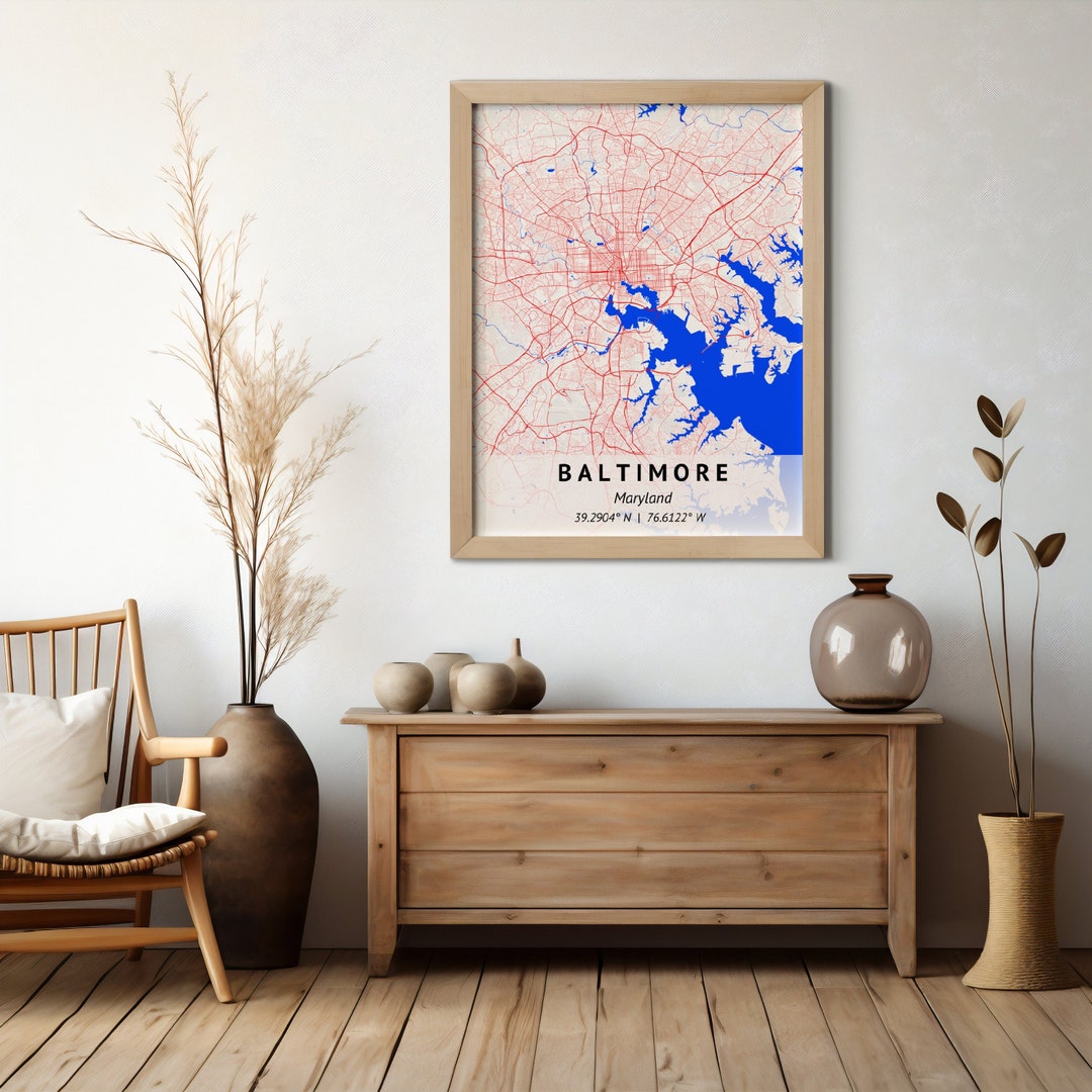 Custom Map City Map Baltimore City Map Print Map Prints Housewarming ...