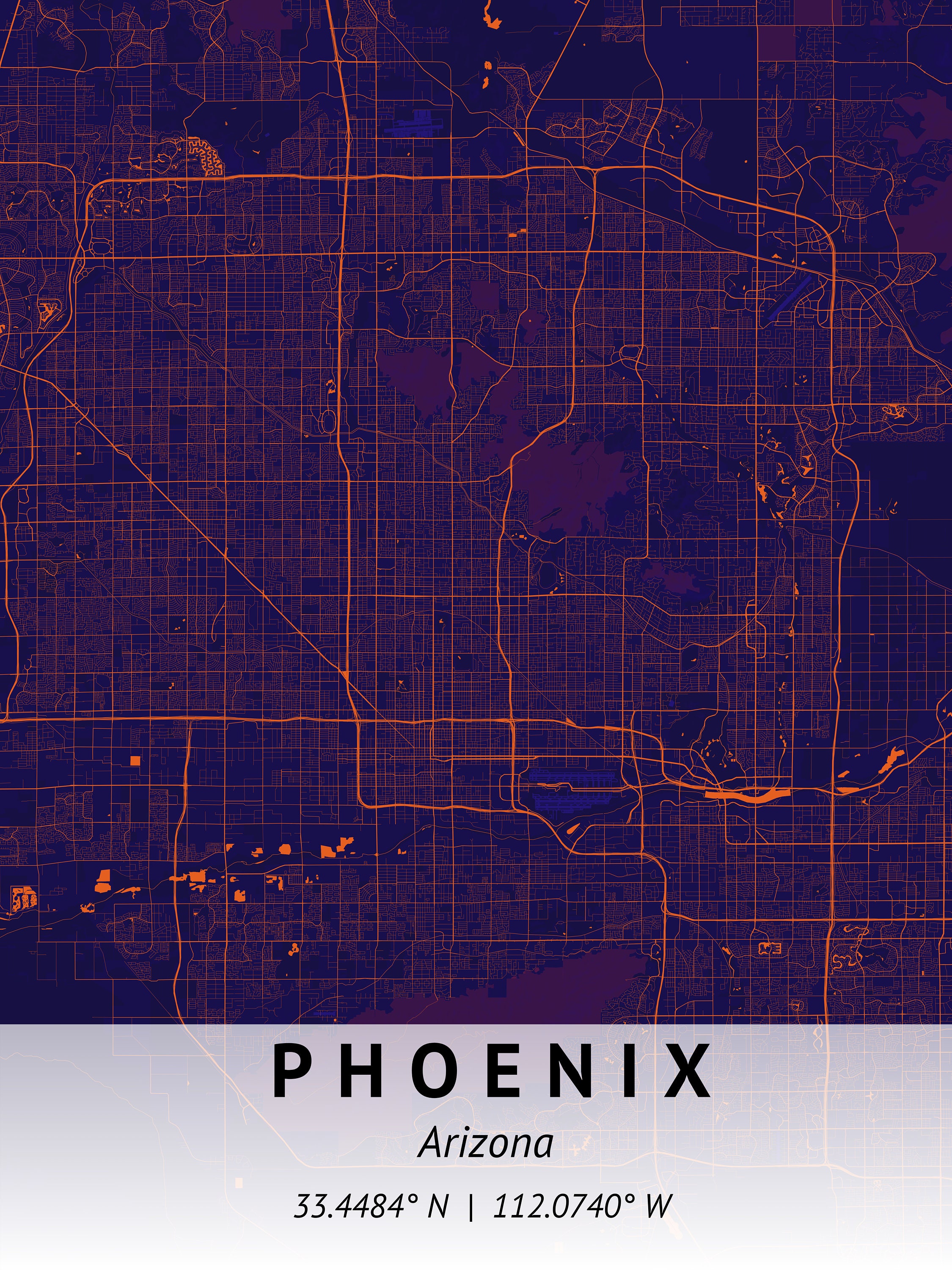 Custom City Map Phoenix Digital Download Folder Map Print Digital ...