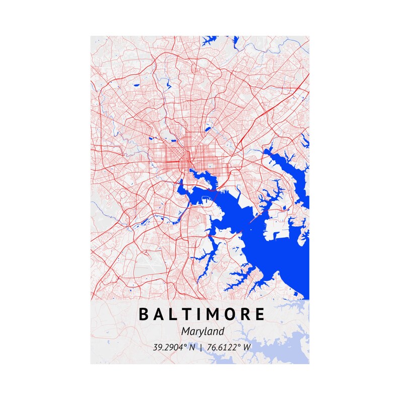 Custom Map City Map Baltimore City Map Print Map Prints Housewarming ...