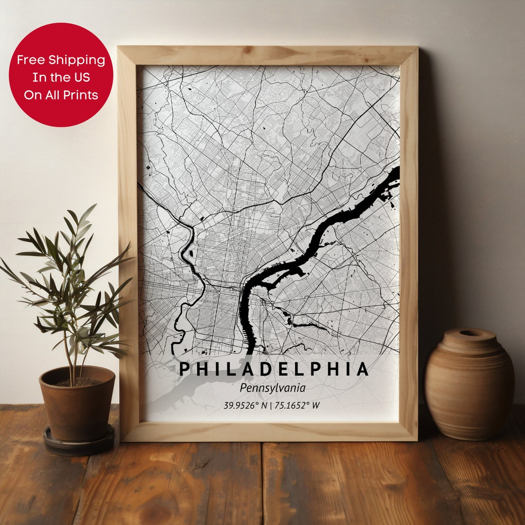 Custom City Map Philadelphia Map Print City Map Print Philadelphia Map ...