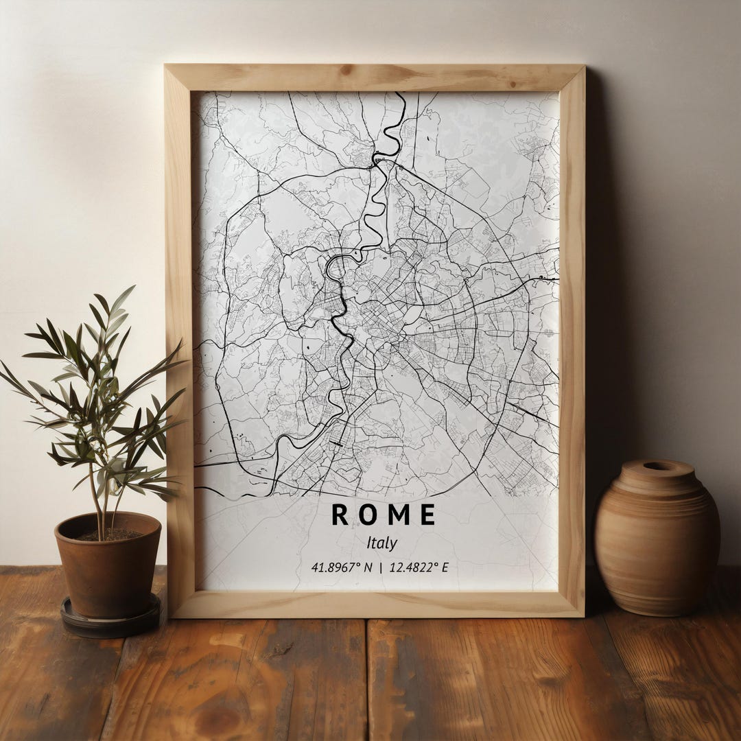 City Map Print Rome Italy | Digital Map Print Rome | Digital Download ...