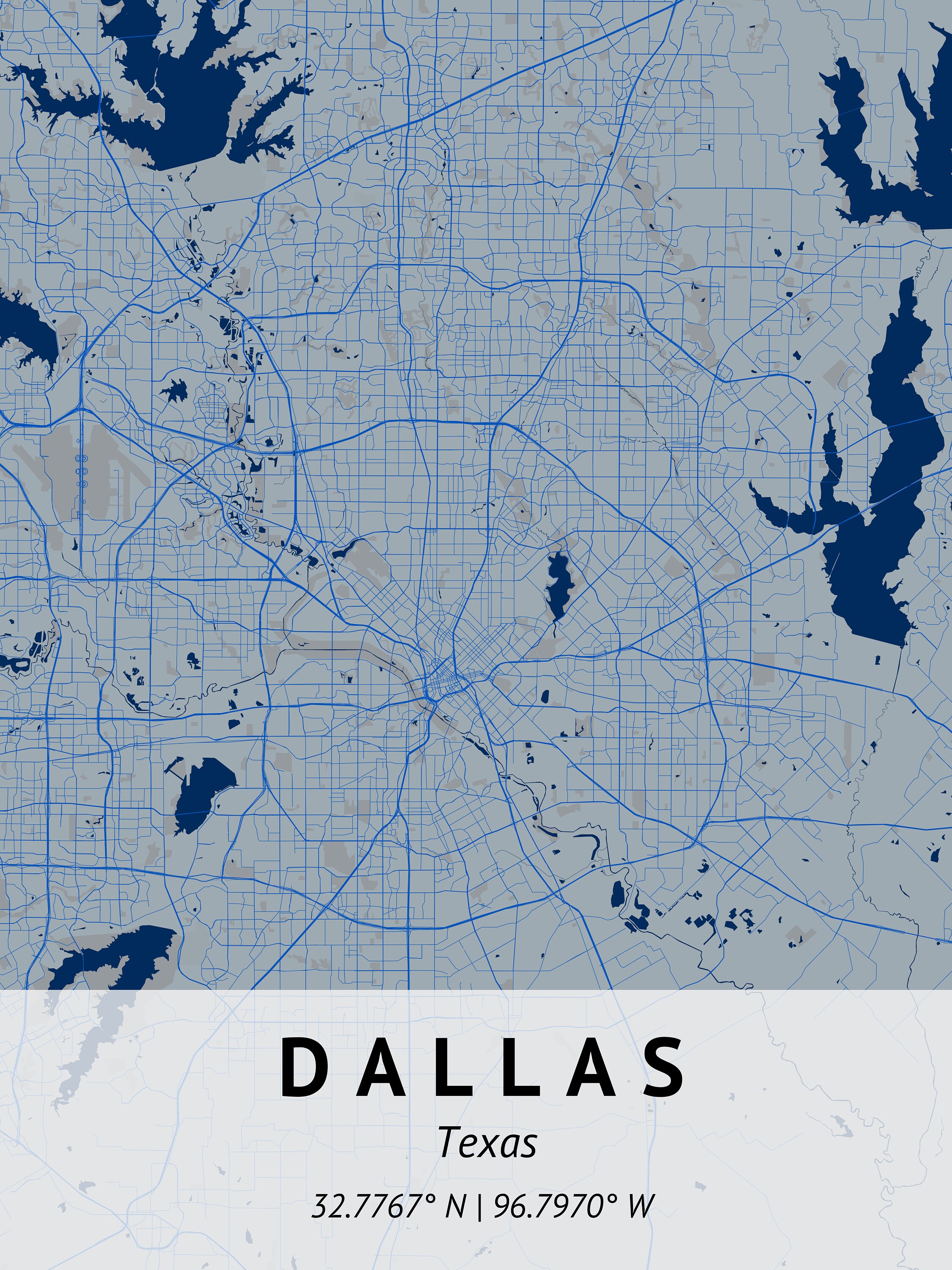 Custom City Map Dallas Digital Download Folder Map Print Digital Folder ...