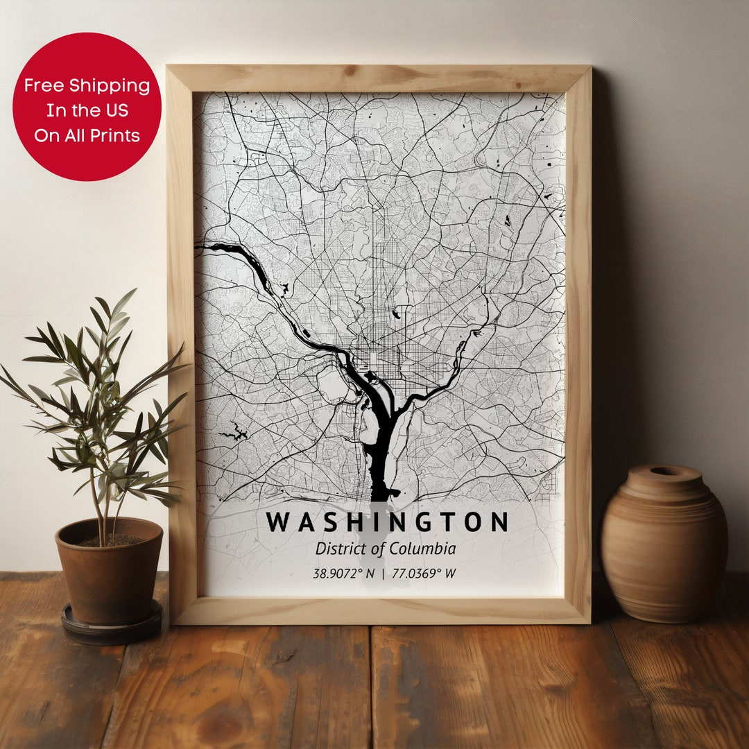 Custom City Map Washington DC Map Print City Map Print Washington DC ...