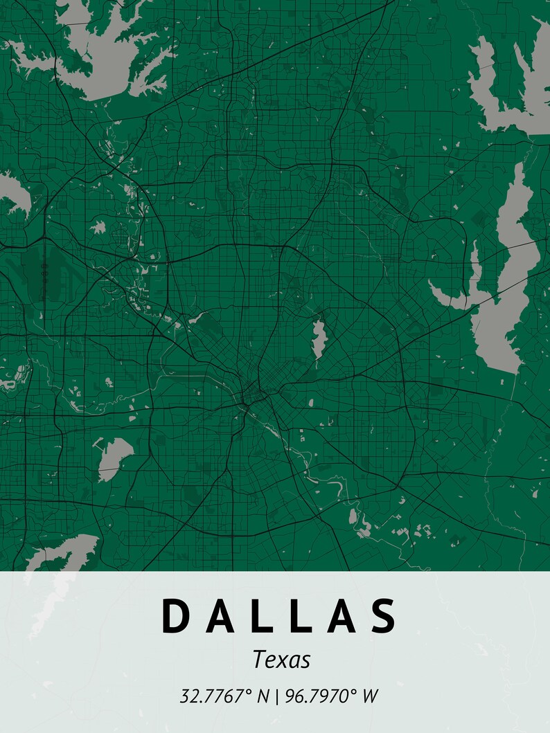 Custom City Map Dallas Digital Download Folder | Map Print Digital ...