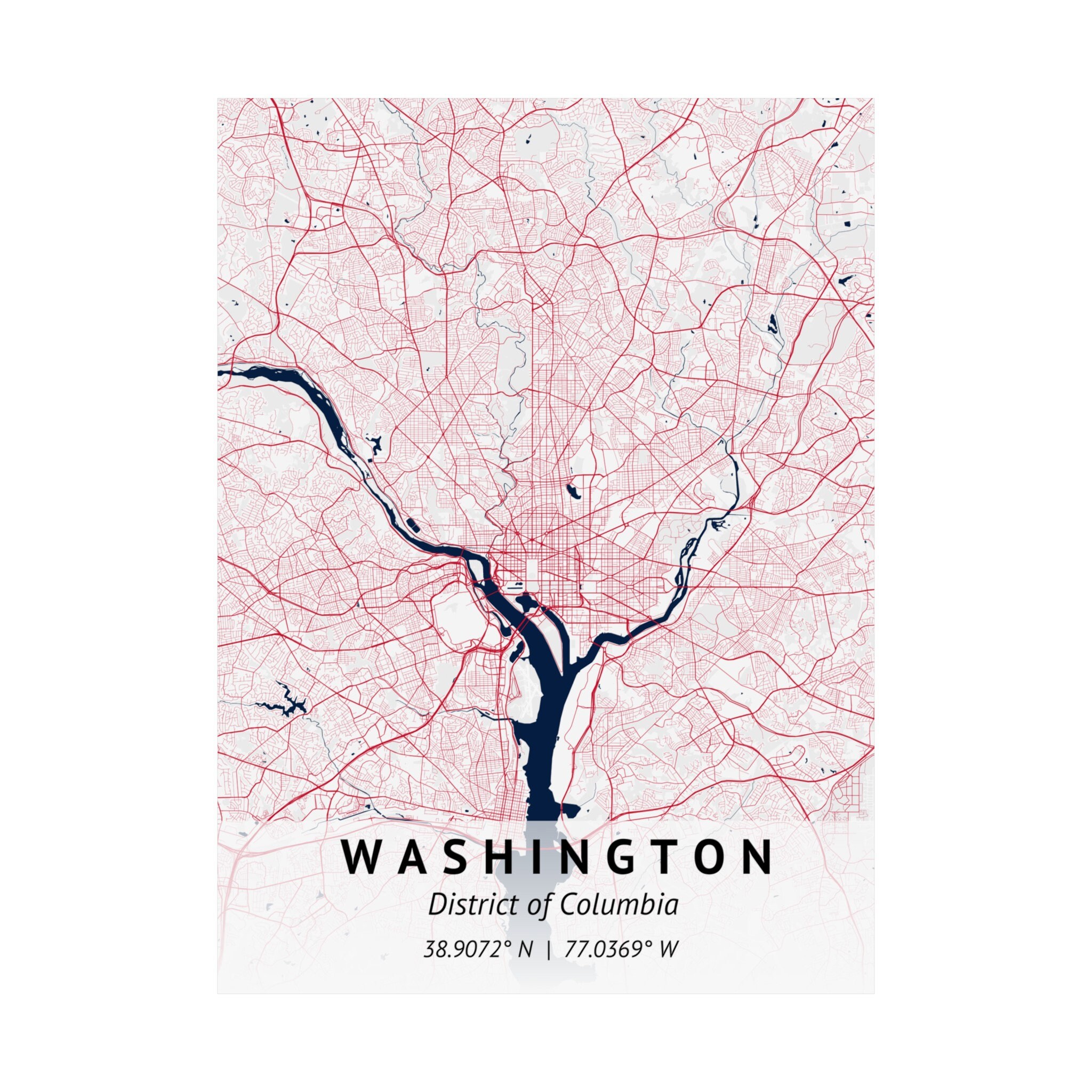 Custom City Map Washington DC Map Print City Map Print Washington DC ...
